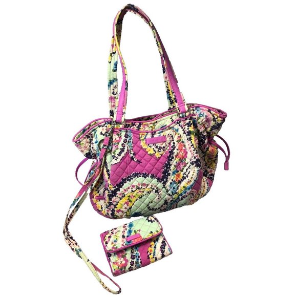 Vera Bradley | Bags | Vera Bradley Pink Wildflower Paisley Purse Tote ...